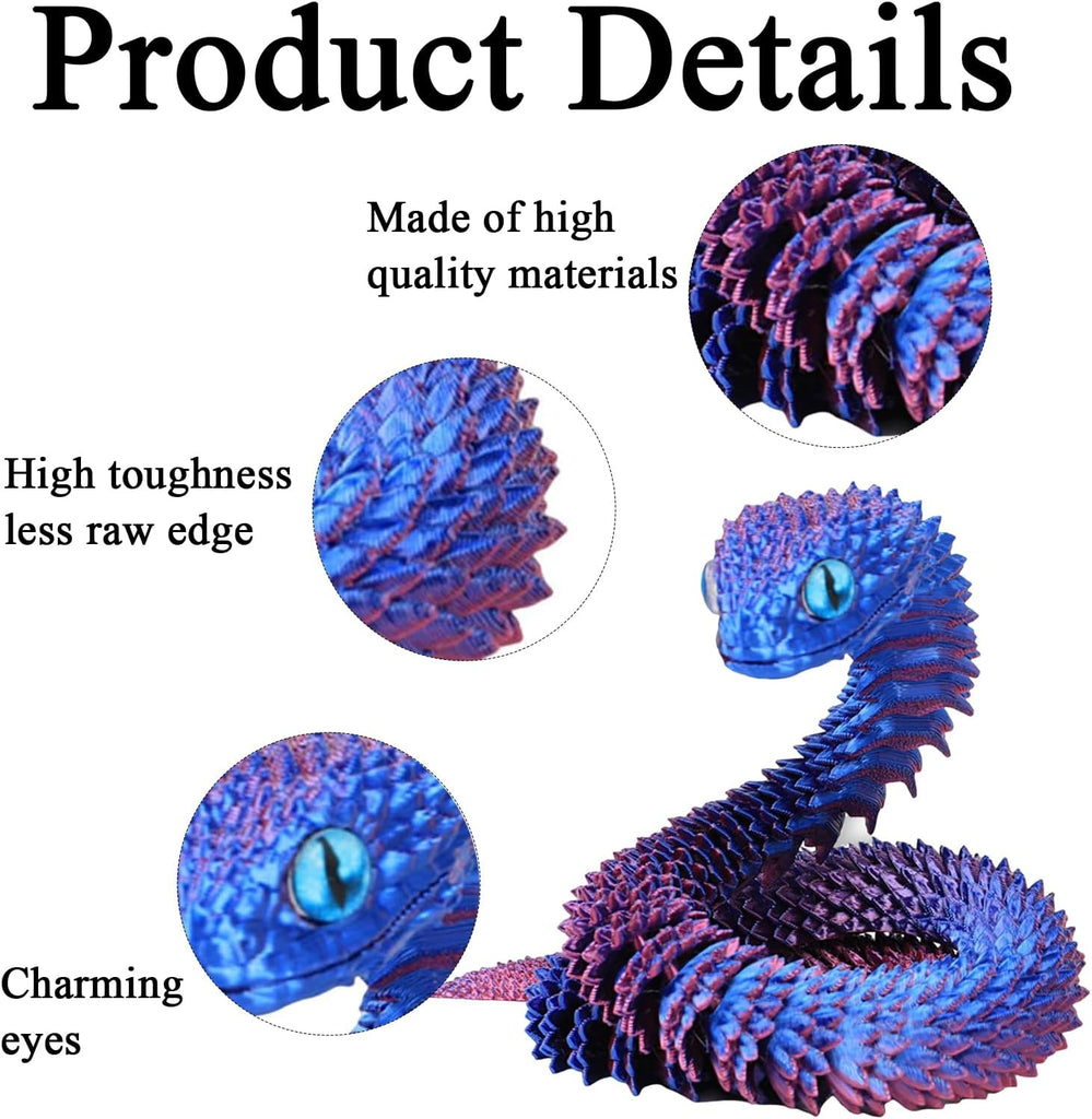 JBLJDWD 3D Printed Snake, Articular Mobility 3D Printed Animal, 11.81I ...