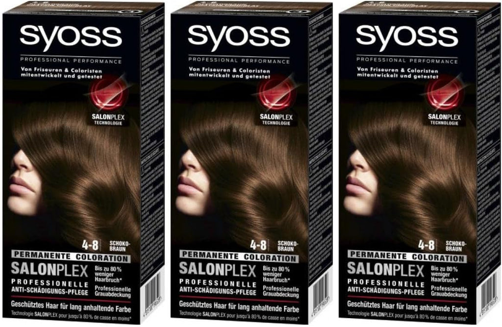 Syoss Colouration 4-8 Chocolate Brown Pack of 3 x 115 ml– buyinstor